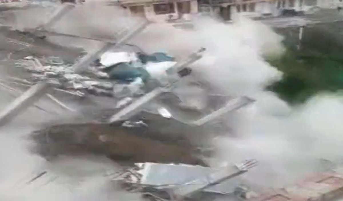 a four storey building collapsed in chopal town in shimla ...